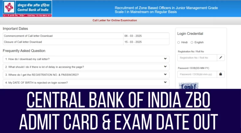 Central Bank Zone Based Officer Vacancy Admit Card - Punjab Job Alert