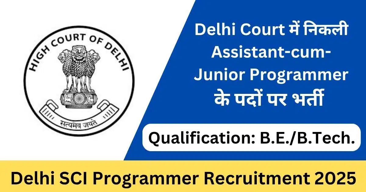 Delhi SCI 26 Programmer Posts Online Form - PunjabJobAlert.com