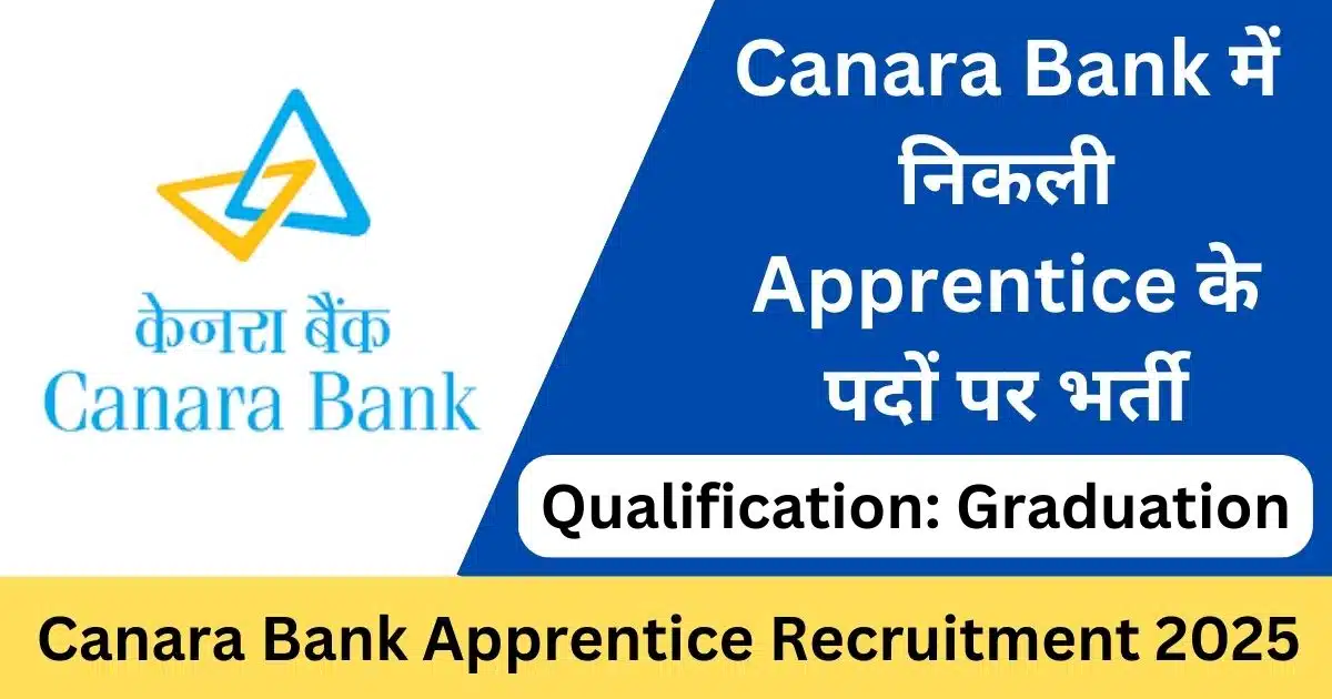 Canara Bank 3500 Apprentice Vacancy Online Form 2025 - PunjabJobAlert.com