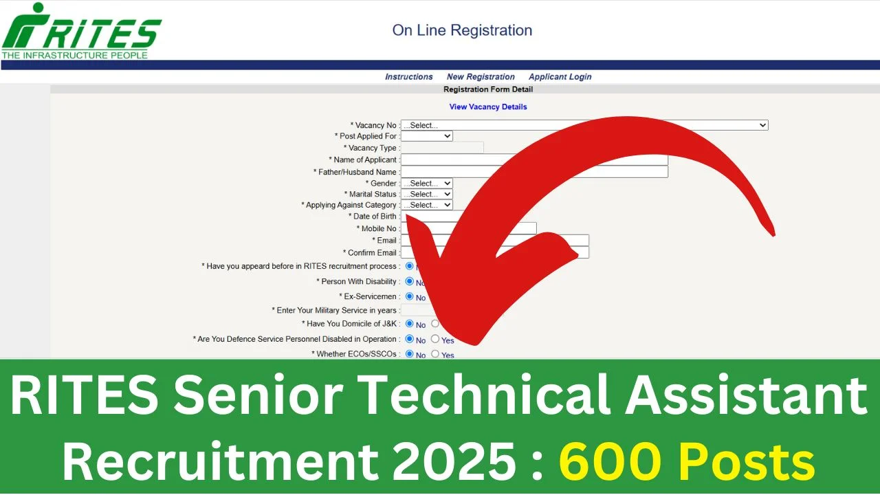 RITES 600 Sr. Technical Assistant Online Form 2025 - PunjabJobAlert.com