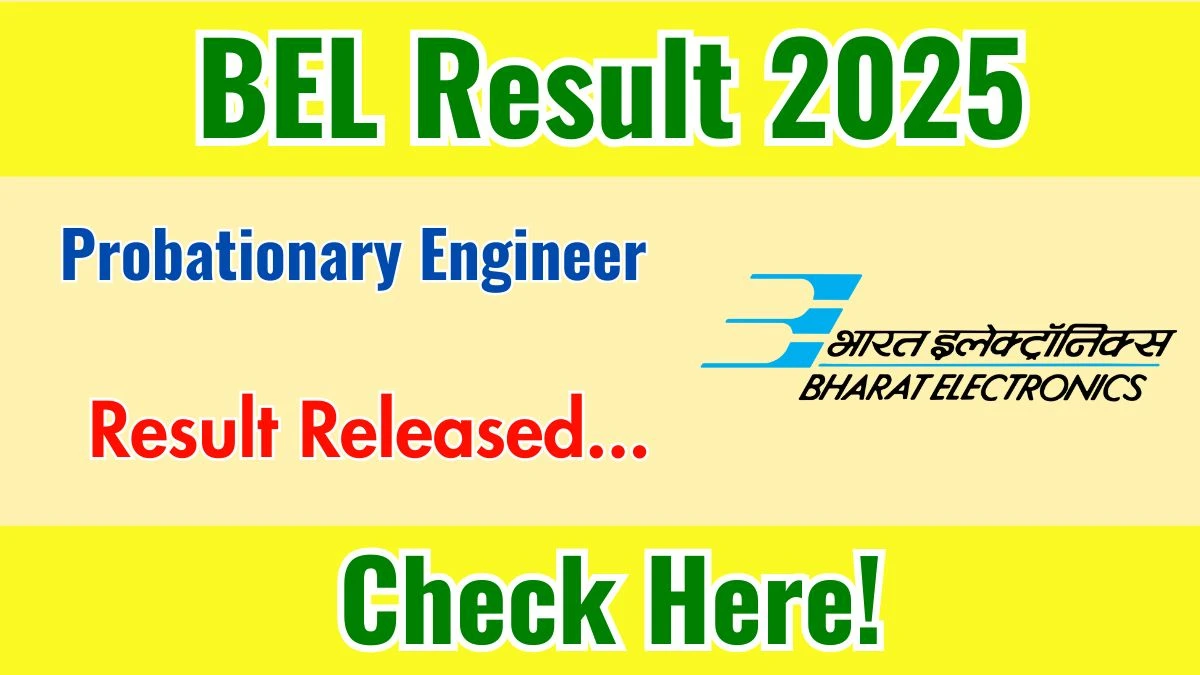 BEL 340 Probationary Engineer Exam Result - PunjabJobAlert.com