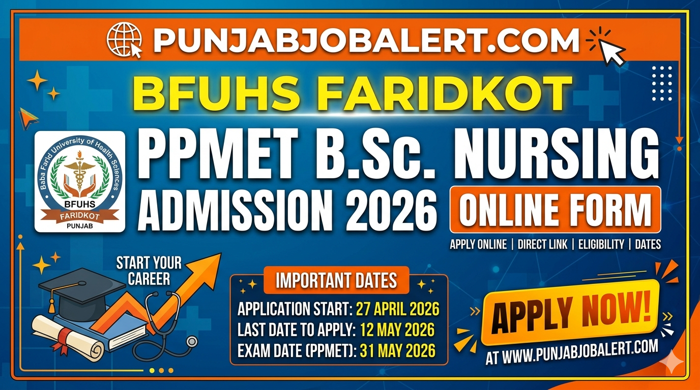 PPMET B.Sc. Nursing Admission Online Form 2026 - PunjabJobAlert.com